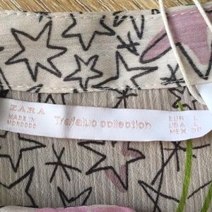 Zara | Tops | Zara Ruffle Star And Floral Tie Front Blouse Nwt | Poshmark